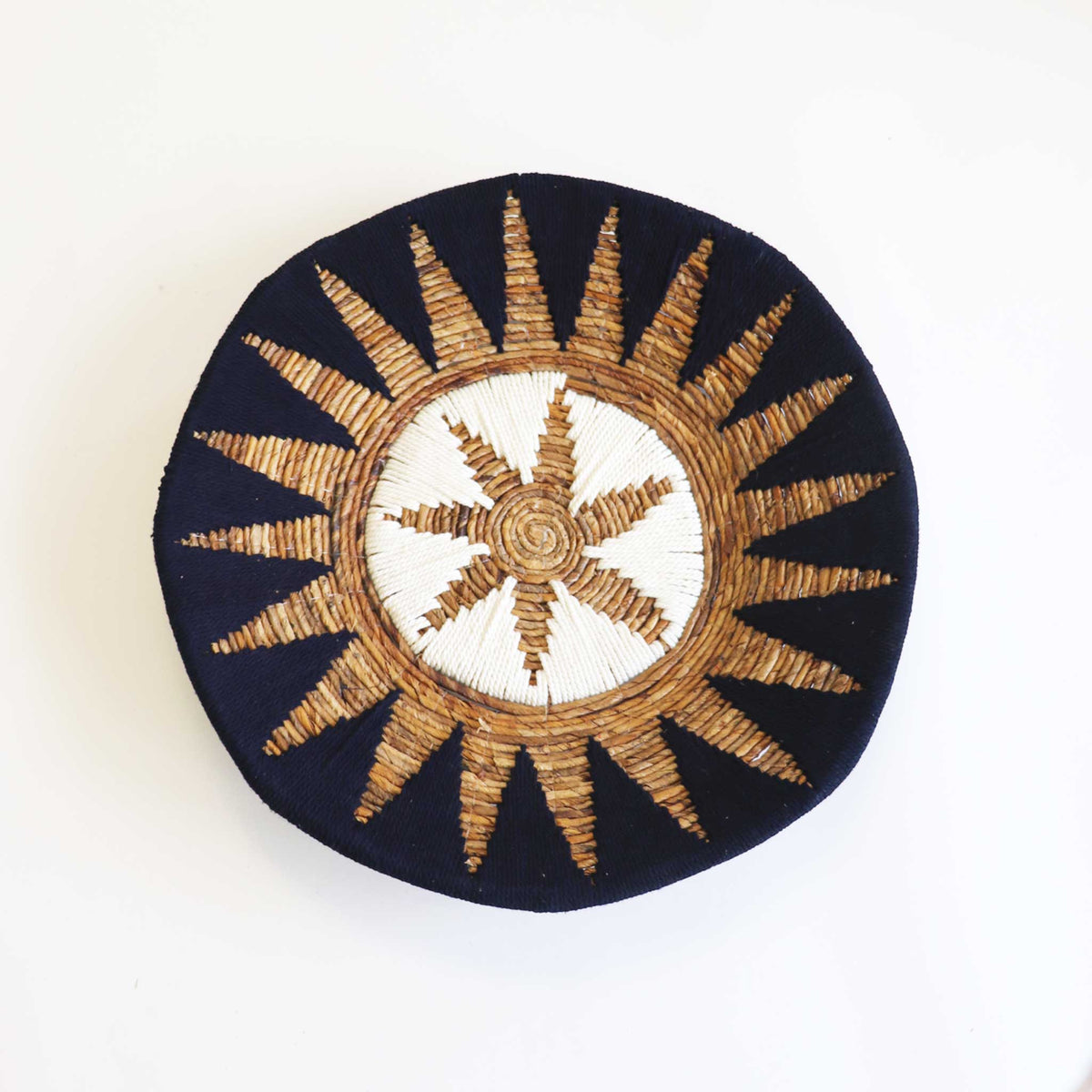 Decorative Navy, White & Natural Rope Woven Wall Art/Plate | GBO NZ