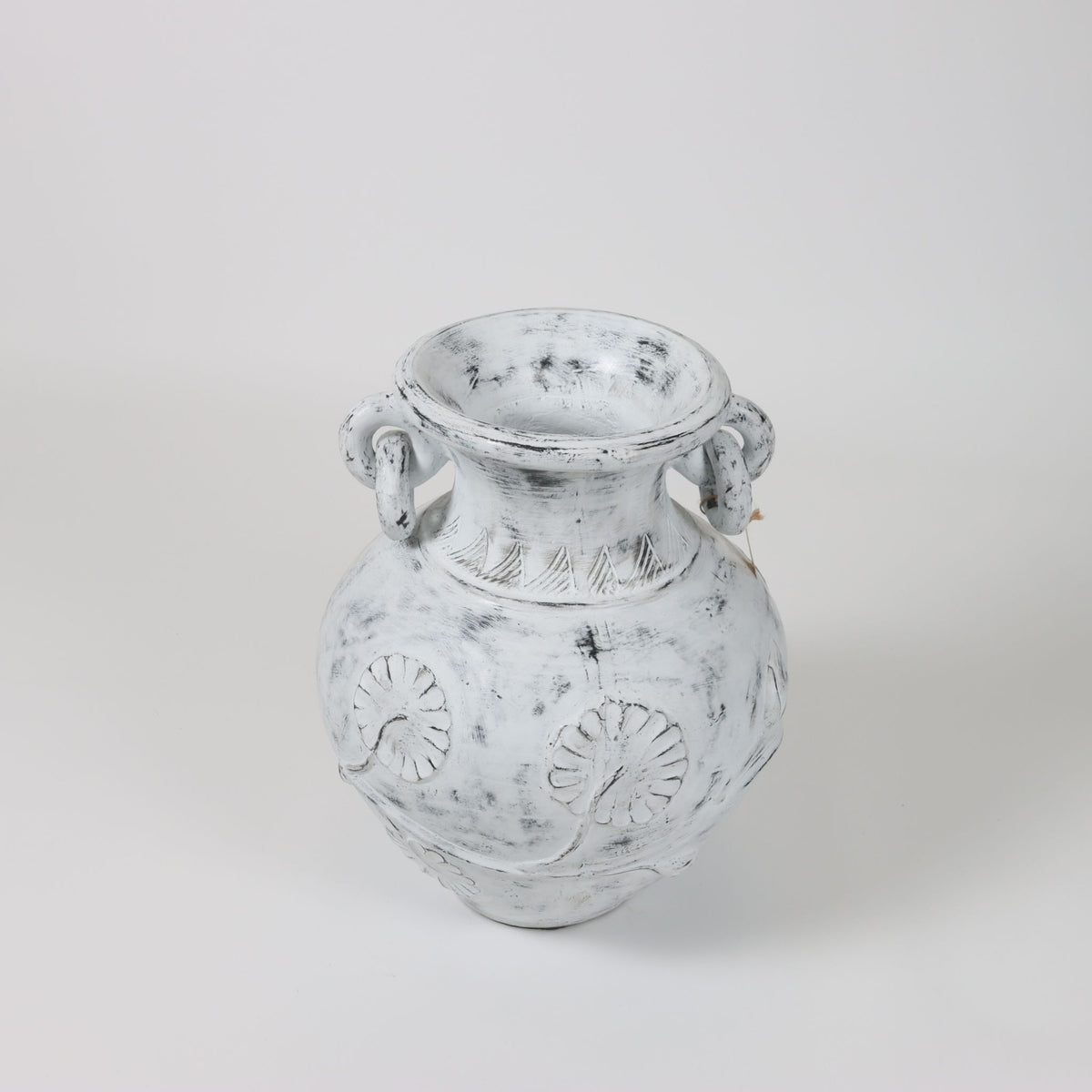 Distressed White Wash Lotus Pot | Pots & Statues | Outdoor | GBO NZ